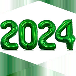 32 Inch 2024 Balloons Dark Green Number 2024 Balloons 2024 New Year Balloons For 2024 Christmas New Years Eve Festival Graduations Party Decorations Supplies