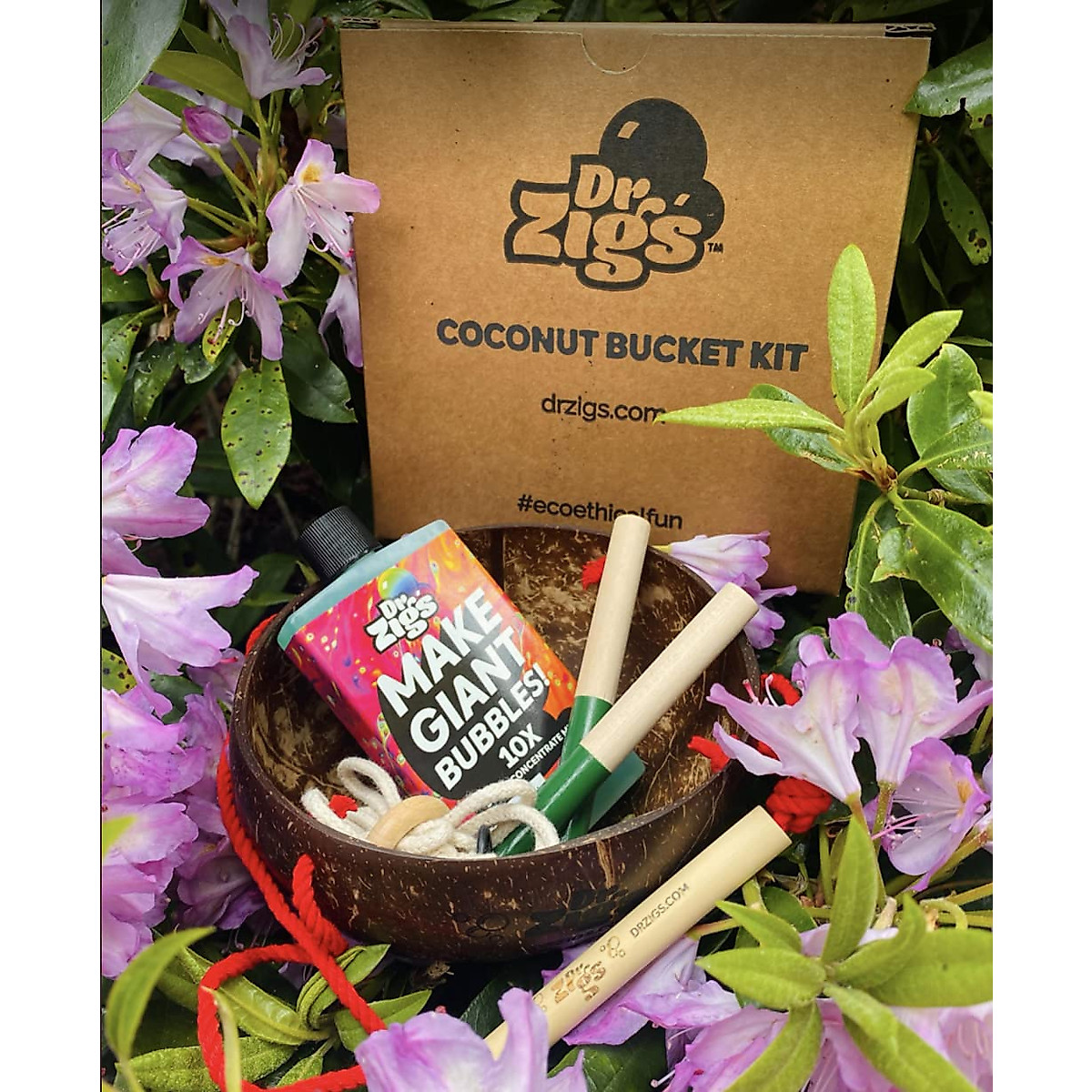 Dr Zigs Eco Giant Bubble Kit - Coconut Set - Renewable Bucket, Sustainable Wands and Professional Grade Solution.