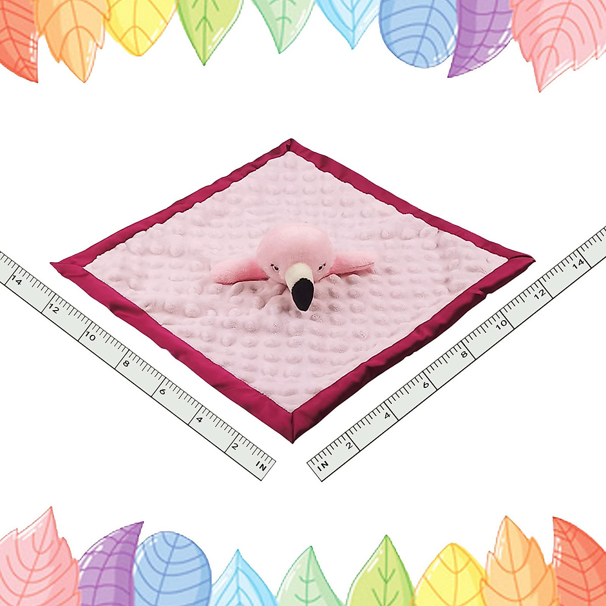 Doindute Baby Pink Flamingo Soft Stuffed Animal Security Blanket, Plush Flamingo Character Lovey Blanket, Baby Shower/Nursery Gift, Newborn Infant Toddler Snuggle Blankie for Boys Girls, 13 Inches