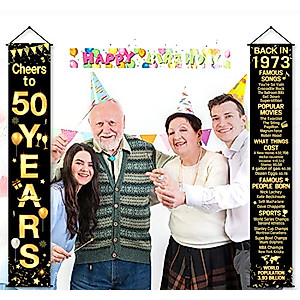 50th Birthday Anniversary Party Decorations Cheers to 50 Years Banner Party Decorations Welcome Porch Sign for Years Birthday Supplies (50th-1973)