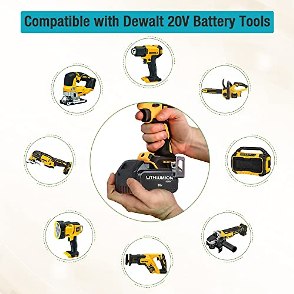 ORHFS 6.0Ah 20V Max Battery Replacement Compatible with Dewalt 20V Max XR DCB205 DCB204 DCB206 DCB205-2 DCB200-2 DCB180 DCD985B DCB200 DCD/DCF/DCG Series 2 Packs