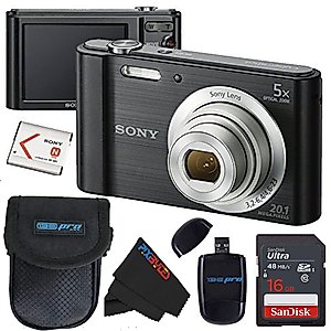 Sony Cyber-Shot DSC-W800 Digital Camera (Black) + 16GB Memory Card + Accessory Bundle