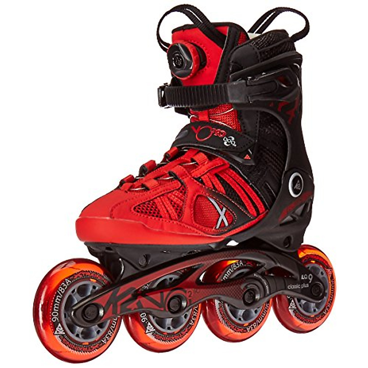 K2 Skate Men's Vo2 90 Boa Inline Skates, Red/Black, 5