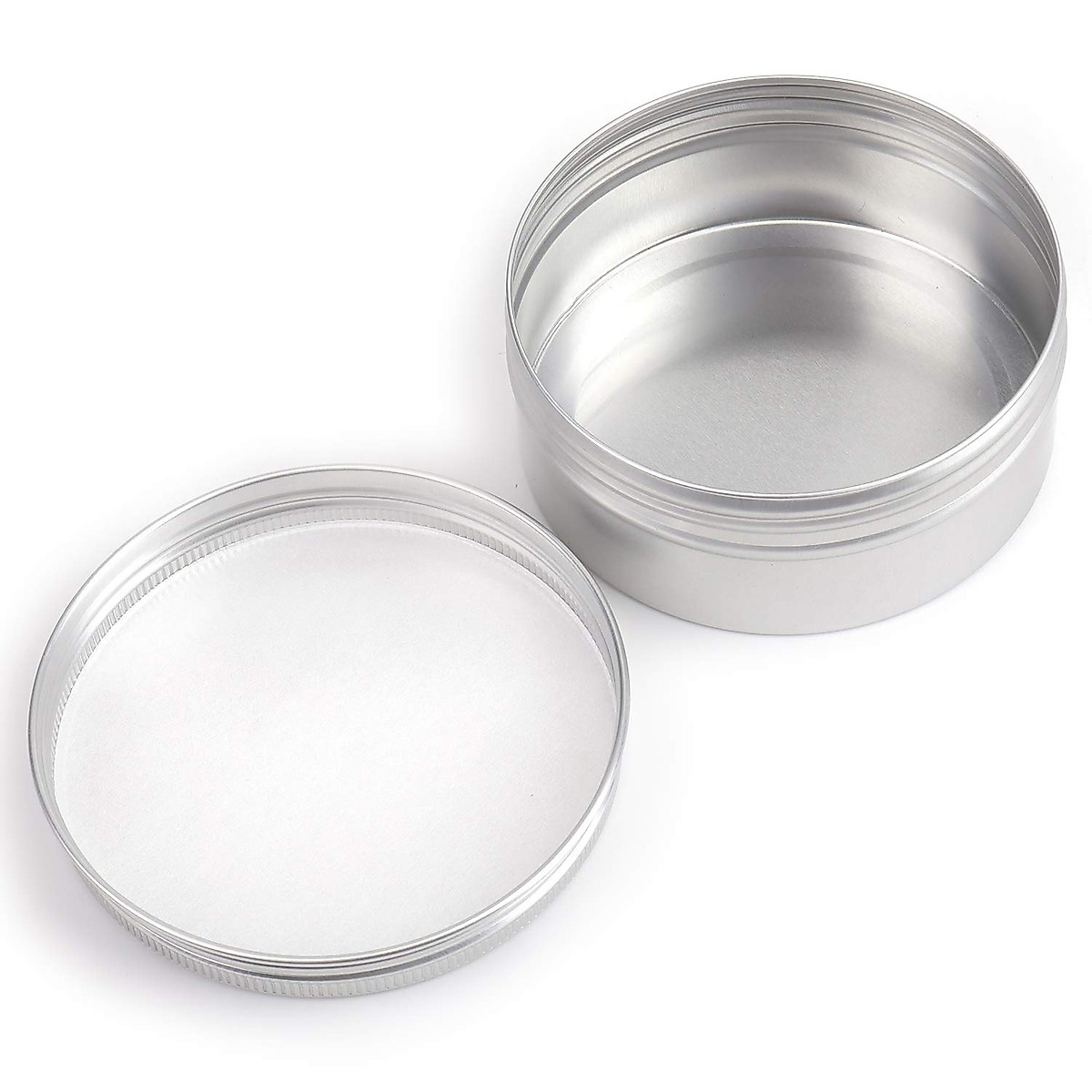 Foraineam 24 Pack 8 oz / 240ml Round Aluminum Tin Cans with Screw Top Lids - Large Metal Empty Tea Storage Case Jars - Spice Salve Hair Wax Cosmetic Cream Containers