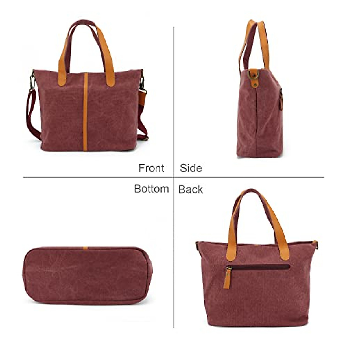 SUKUTU Ladies Canvas Tote Handbags Vintage Roomy Work Bag Casual Daily Purse Top Handle Bag