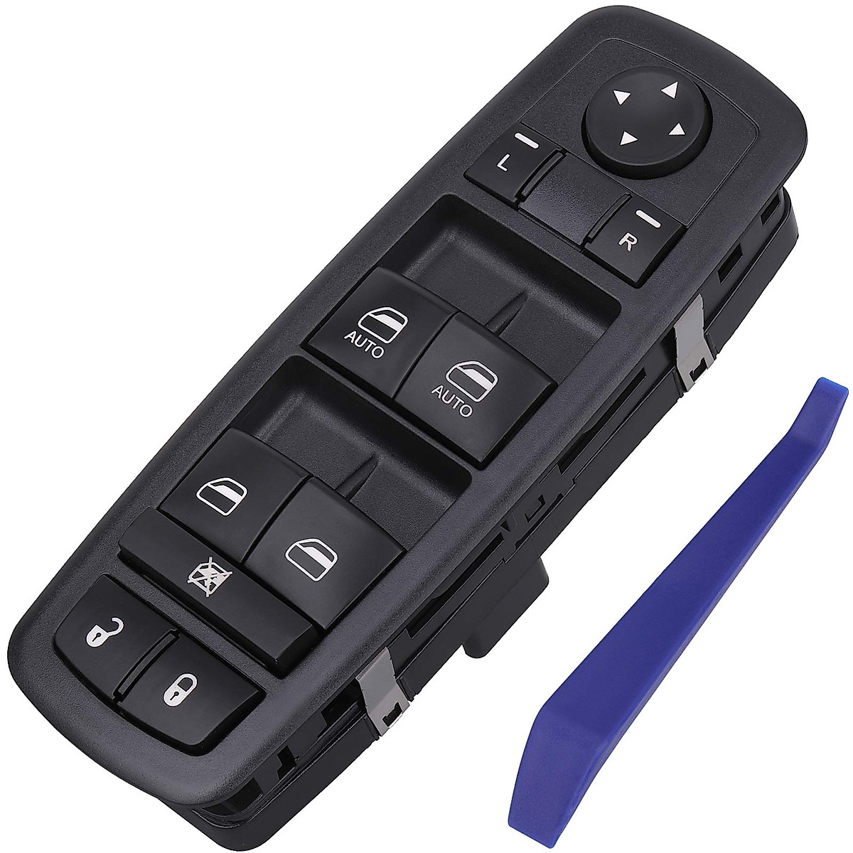 Driver Side Power Window Switch Compatible with 2009-2012 Dodge RAM 1500/2500 / 3500 Quad & Crew Cab Pickup, Double Auto Buttons (Without Power-Fold Mirrors, Replaces 4602863AB, 4602863AC)