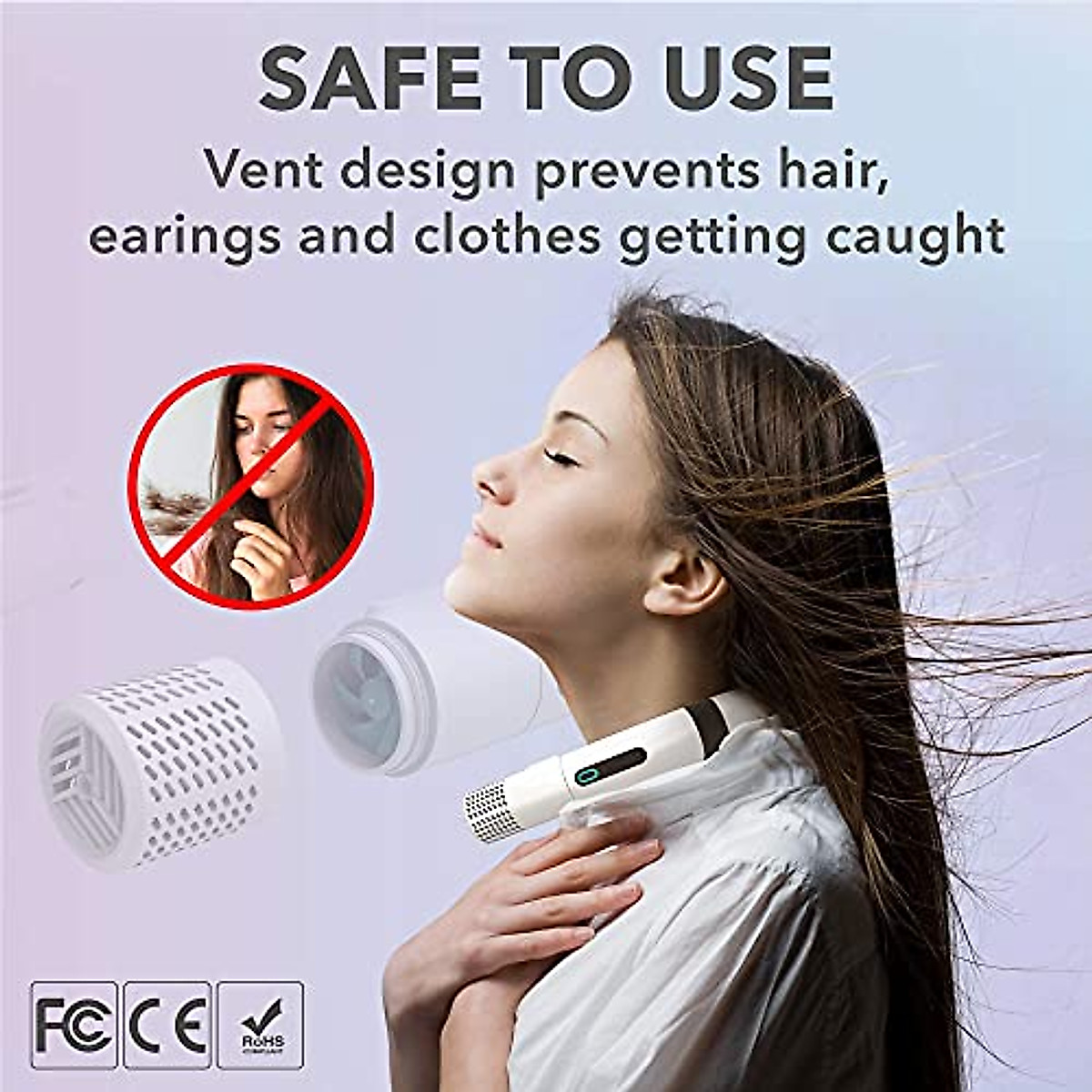 Blast Auxiliary by Blaux Neck Fans for Women - Portable Neck Fan with 18 Hour Rechargeable Battery | 120° Rotatable Bladeless Neck Fan | Three-Speed Neck Cooler | Wireless Personal Fans For Your Neck