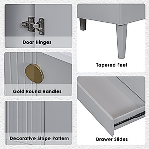 PIETFIU 30" Bathroom Vanity with Sink Combo, Freestanding Bathroom Cabinet with Door and Drawers, Solid Frame,GoldenMetal Handle (Grey, 30 Inch)