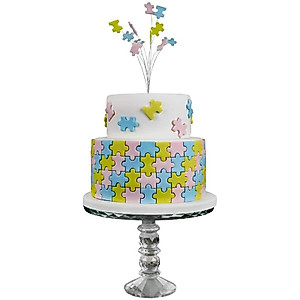 ISKYBOB 6 Pieces Geometric Cookie Cutter Hexagon and Puzzle Fondant Embossing Plastic Mold Cake Border Texture Impression Mat Baking Decor Templates