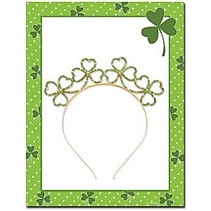 ZITULRY St Patrick's Day Headband Rhinestone Shamrock HAPPY ST.PATRICKS Letter Hairband Crystal Irish Green Lucky Clover Headpiece