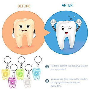 Healifty Dental Floss Mini Box Floss Picks Keychain Dental Floss for Home and Travel 5pcs