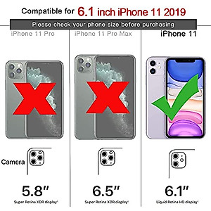 LAMEEKU Designed for iPhone 11 Wallet Case, Case Wallet with Crosbody Leather Strap & Gold Chain Strap Compatible for iPhone 11-Black