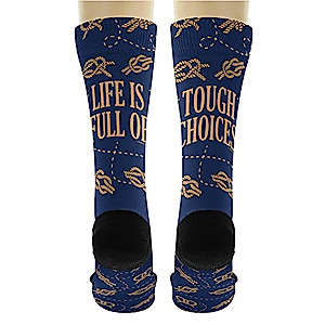 ThisWear Sailing Gifts For Women Life Is Full Of Tough Choices Sailing Knots 1-Pair Novelty Crew Socks