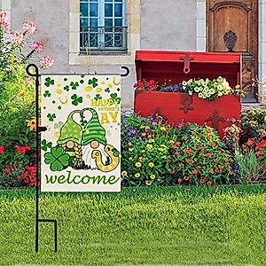 St Patrick's Day Garden Flag Welcome Garden Yard Flag Irish Decor Holiday Garden Flags Spring Home Decor Double Sided Rustic Farmland Yard Lawn House Decorative Banners 12.6 x 18.5 inch