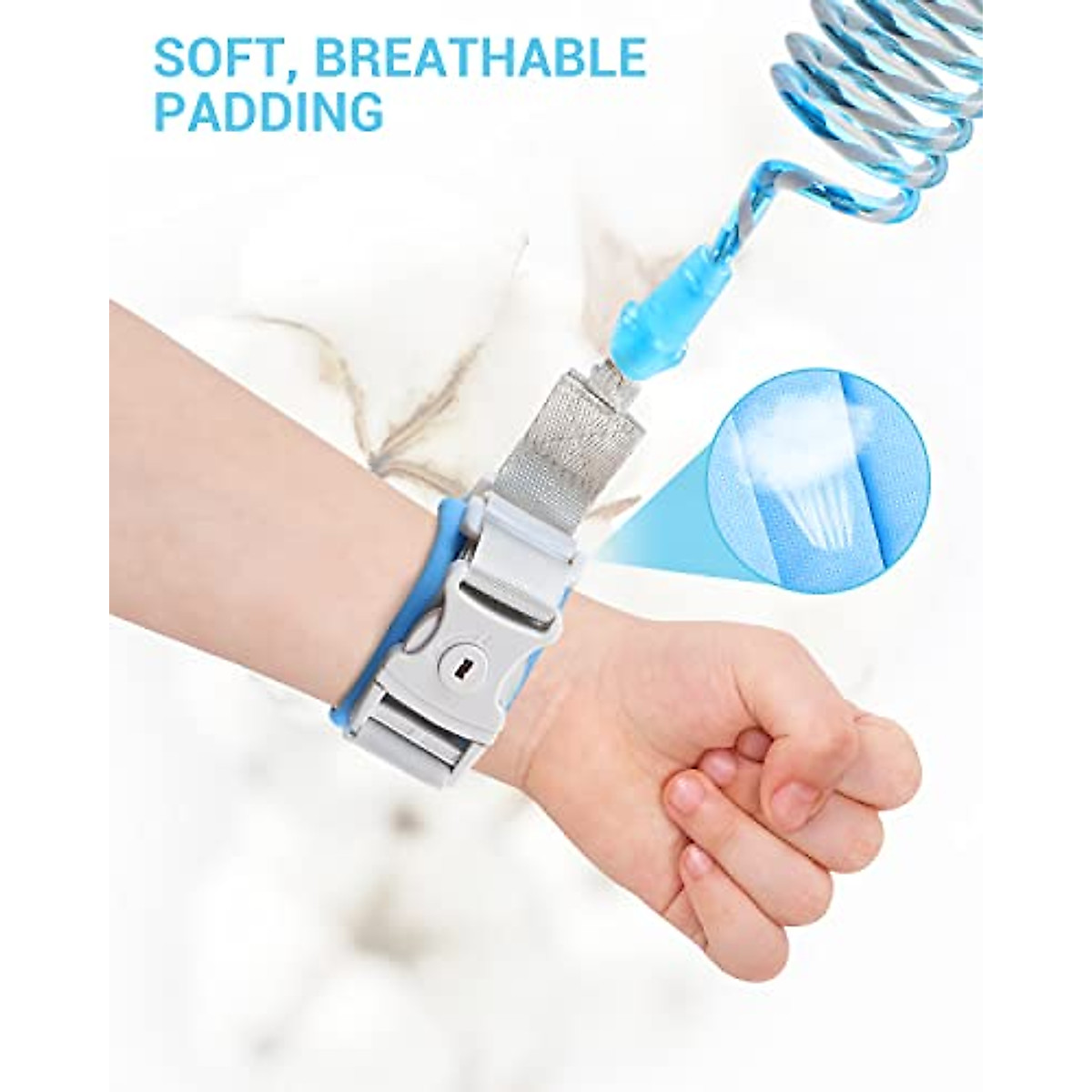 Upgrade] Anti Lost Wrist Link, Dr. Meter 2 in 1 Toddlers Safety Wristband Leash with Key & Lock, Dual Length 6.56ft Kids Walking Harness for Supermarket Mall Airport Amusement Park Zoo Travel