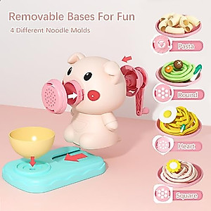 Dough Toys for Kids,GUFUL 43 Pcs Color Dough Piggy Noodle Machine and Ice Cream Maker Kitchen Creations Playset with 24 Cans Dough Birthday for 2-8 Year Old Girls Boys Kids Toddlers