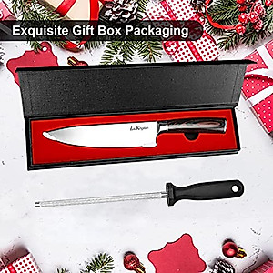 LauKingdom Chef's Knife 8 Inch High Carbon German Stainless Steel with Ergonomic Handle, Super Sharp, Cooking Knife with Gift Box