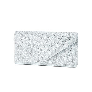 GripIt Rhinestones Clutch Evening Purses for Women Wedding Formal Evening Handbag Dress Elegant Purses Sparkly Clutch,Silver