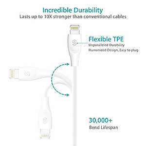 Syncwire iPhone Charger Lightning Cable - 6ft [Apple Mfi Certified] Ultra-Durable Fast Charging & Syncing Apple Charger Cord for iPhone 11 XS Max XR X 8 Plus 7 Plus 6S 6 Plus Se 5, iPad iPod - White