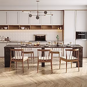 Holaki Expandable Dining Table,20"-118.5"Kitchen Dining Room Table for 8-12,Multifunctional Extendable Kitchen Dinner Table with MDF Wooden,Entryway Cupboard Long Large Dining Table for Kitchen,Marble
