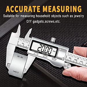 ACEMETER Digital Caliper 6 Inch Measuring Tool Stainless Steel Vernier Caliper Digital Micrometer with Large LCD Screen,Auto-Off Feature, Inch/Metric Conversion Measuring Tool Caliper (6 inch)