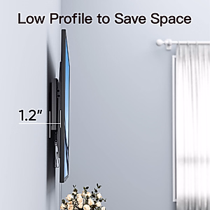 PERLESMITH Tilt TV Wall Mount for Most 37-82 inch TVs up to 132 lbs, Tilt TV Wall Mount Fits 16”/18”/24” Wood Studs, Low Profile Flat Wall Mount with Max VESA 600x400mm, PSLTK1