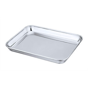 Mini Toaster Oven Tray Pan, P&P CHEF Stainless Steel Broiler Pan, Small Rectangle 9''x7''x1'', Non Toxic & Heavy Duty, Easy Clean & Dishwasher Safe