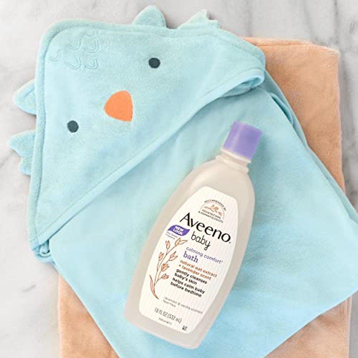Aveeno Baby Calming Comfort Bath & Lotion Set, Night time Baby Skin Care Products with Natural Oat Extract, Lavender & Vanilla Scents, Paraben-Free, 2 Items