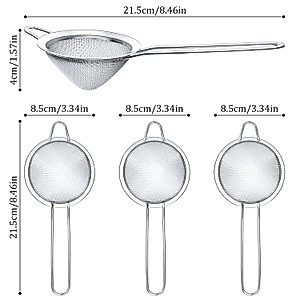 Yungyan 15 Pieces Tea Strainers Cocktail Strainer 3.3 Inches Stainless Steel Fine Mesh Tea Strainer Colander Conical Food Loose Practical Tool, Silver (Silver)