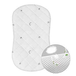 Waterproof Bassinet Mattress Pad Cover Compatible with Halo Bassinest Swivel, Glide Sleeper, Waterproof Bassinet Mattress Protector, Breathable Proven to Reduce Suffocation Risk, Grey Star