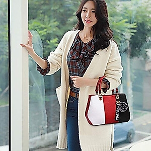 Handbags for Women Fashion Ladies Purses PU Leather Satchel Shoulder Tote Bags (red)