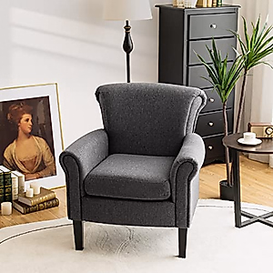 Giantex Set of 2 Modern Fabric Accent Chair, Comfy Living Room Chair w/Adjustable Foot Pads, Overstuffed Backrest, Single Sofa Leisure Chair w/Soft Cushion, Bedroom Chair for Reading, Nursery, Gray