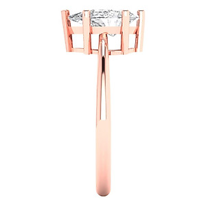 Clara Pucci 2.0 Carat Pear Cut Custom Engraving Moissanite Engagement Wedding Bridal Everlasting Ring in 14k Rose Gold 7 US