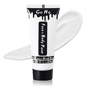 Go Ho Professional Cream White Face Paint Washable(2.37oz),Water Based White Body Paint Makeup,White Makeup for Halloween Cosplay SFX Goth Vampire Zombie Clown Makeup