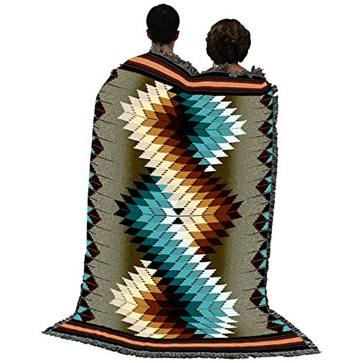 Pure Country Weavers Whirlwind Smoke Blanket - Southwest Native American Inspired - Gift Tapestry Throw Woven from Cotton - Made in The USA (72x54)