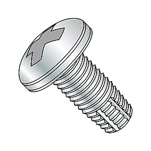 Small Parts 1108FPP Steel Thread Cutting Screw, Zinc Plated Finish, Pan Head, Phillips Drive, Type F, #10-32 Thread Size, 1/2" Length (Pack of 100)