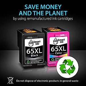 Smart Ink Remanufactured Ink Cartridge Replacement for HP 65XL 65 XL (Black & Color Combo Pack) to use with DeskJet 3755 3700 2600 2652 3752 2622 2655 3722 2636 2620 Envy 5055 5000 5052 5014 5010