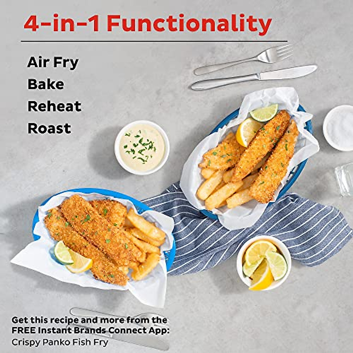 Instant 5.7-QT Air Fryer Oven with Accessories, From the Makers of Instant Pot, Customizable Smart Cooking Programs, Digital Touchscreen, Dishwasher-Safe Basket, App with over 100 Recipes