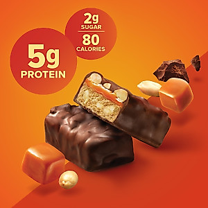 Pure Protein Candy Bar Bites, Chocolate Peanut Caramel, 5g Protein, Gluten Free, Low Sugar, 0.70 oz., 8 Pack (Packaging May Vary)