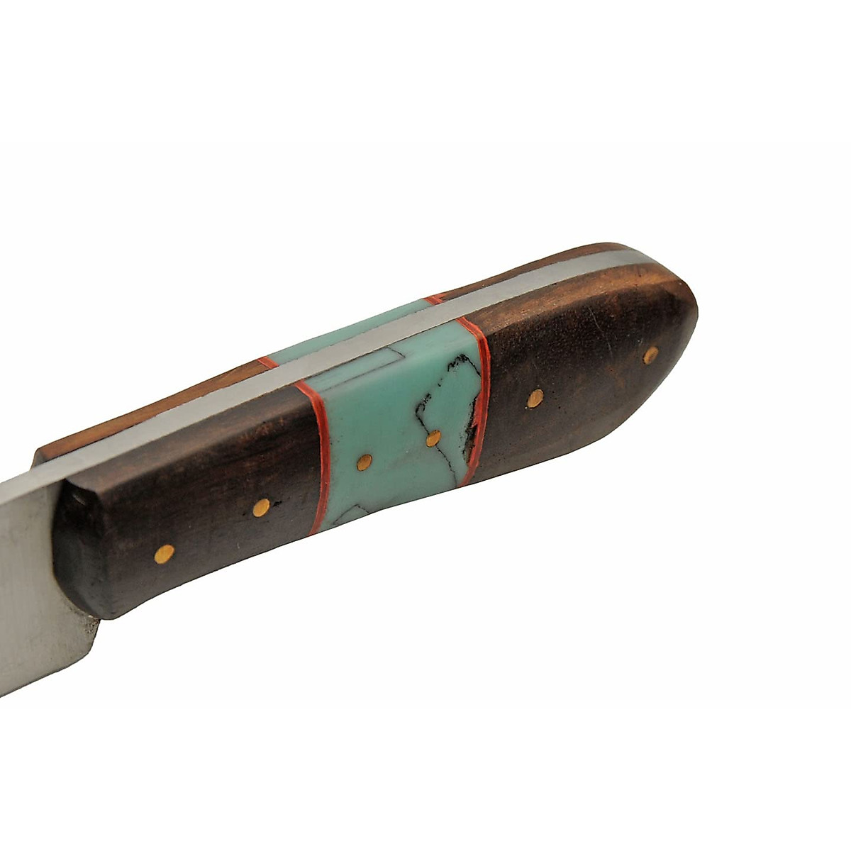 SZCO Supplies 8" Turquoise Resin/Wood Handled Outdoor Hunting Knife With Leather Sheath