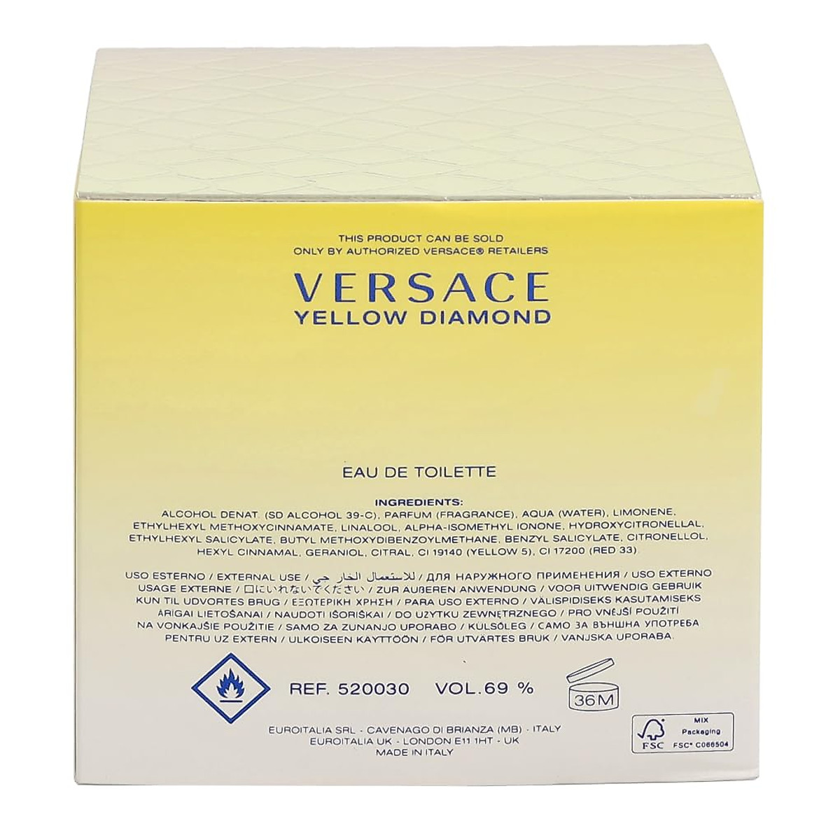 Versace Yellow Diamond Eau De Toilette Spray for Women, 1.7 Fl Oz