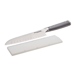 KitchenAid Gourmet Forged Santoku Custom-Fit Cover, Sharp Kitchen Knife, High-Carbon Japanese Stainless Steel Blade, 7 Inch, Gray