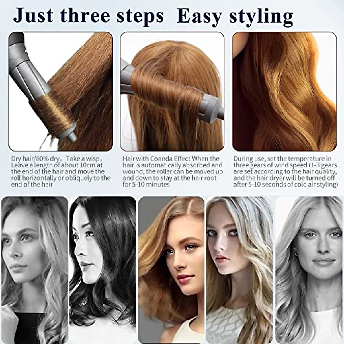 Amgnetic adsorption Hair Dryer attachments - Curling iron for Dyson Supersonic Hair dryer HD01 HD02 HD03 HD04 HD07 ，Hair Dryer professional attachments for Women Styling Natural，Contain 2 Curling Iron