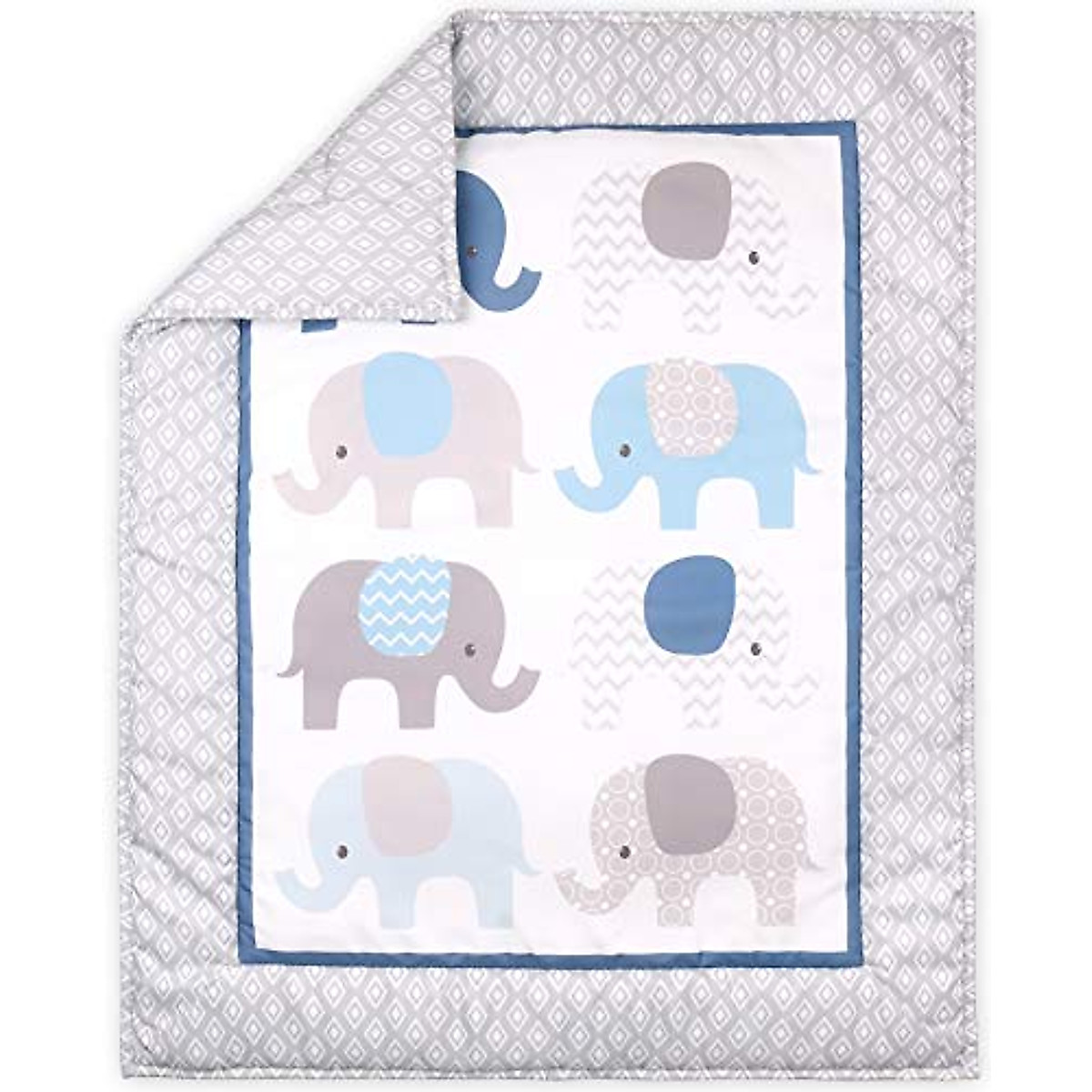 The Peanutshell Elephant Crib Bedding Set - 3 Piece Nursery Set - Crib Comforter, Fitted Crib Sheet, Crib Skirt