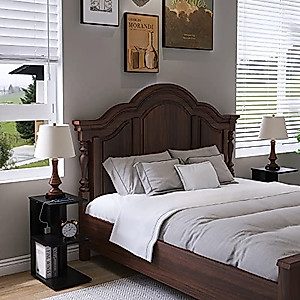 ZGREN End Table with Charging Station, Narrow Side Tables for Small Spaces with USB Ports and Outlets Rolling Bedside Nightstand Sofa Couch Side Slim Shelf Night Stand for Living Room, Bedroom, Black