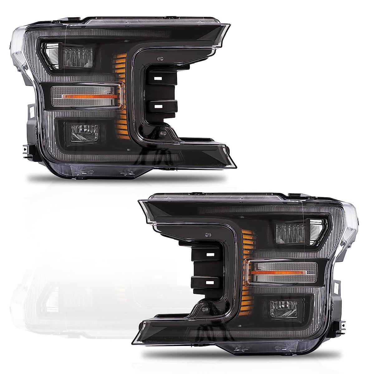 VLAND Headlights Assembly Fit for Ford F150 2018-2020, XL, XLT, Platinum, Lariat, Limited, SSV, King Ranch, Full LED Headlamp with DRL, Sequential Turn Signal, Plug-and-play, Black