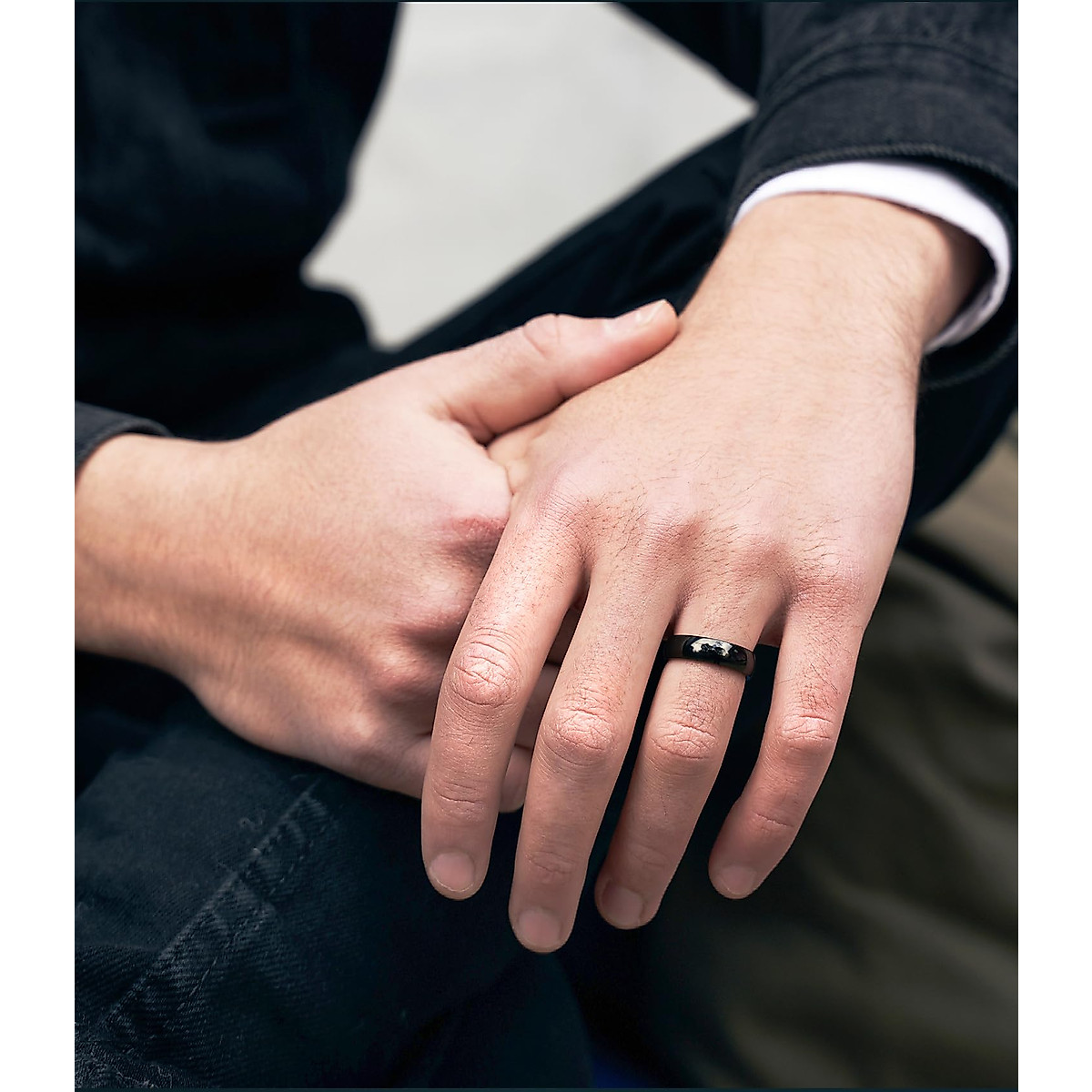 TIGRADE Black Titanium Ring 2mm 4mm 6mm 8mm Dome High Polished Wedding Band Size 4-15 (4mm, 14.5)