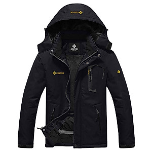 GEMYSE Men's Mountain Waterproof Ski Snow Jacket Winter Windproof Rain Jacket (Black,Small)