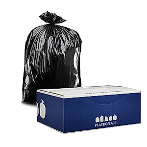 Plasticplace Contractor Trash Bags 40-45 Gallon │ 3.0 Mil │ Black Heavy Duty Garbage Bag │ 40” x 48” (50 Count)