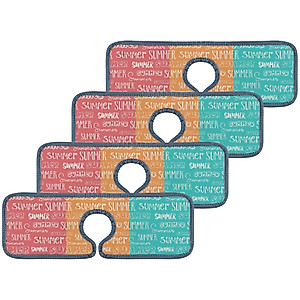 Kitchen Faucet Mats 4 Pieces Summer Funny Letters Absorbent Faucet Sink Splash Guard Bathroom Counter and RV,Faucet Counter Sink Water Stains Preventer